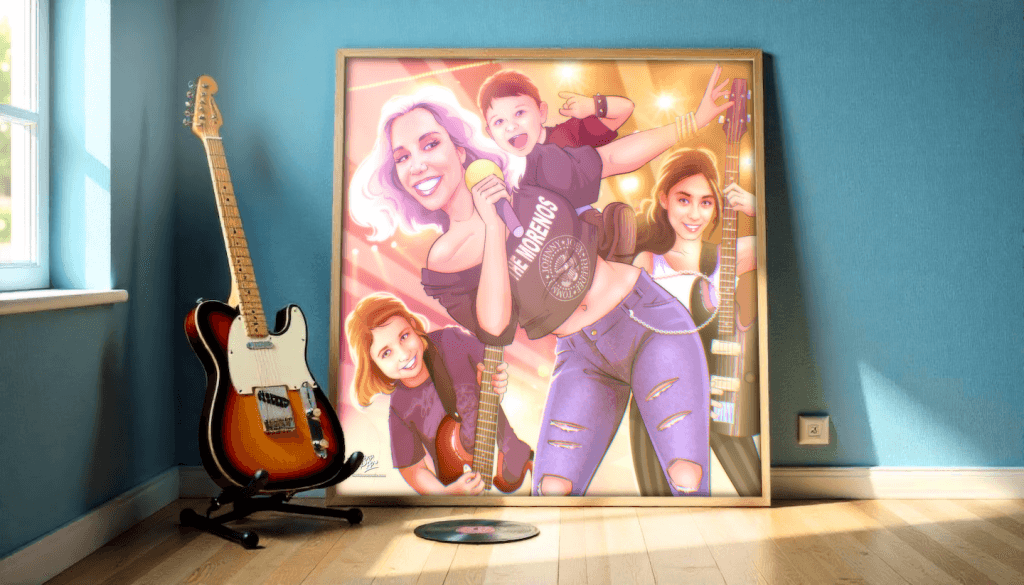 Ilustración personalizada rockera para un regalo único